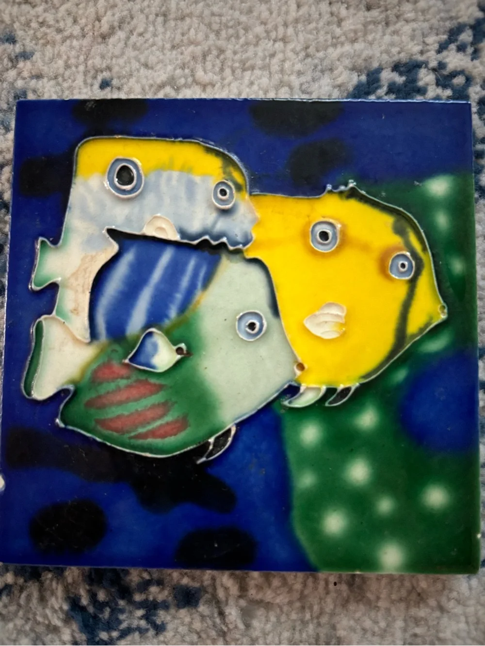 Art | Ceramic Tile Tropical Fish Trio Cork Baked | Poshmark